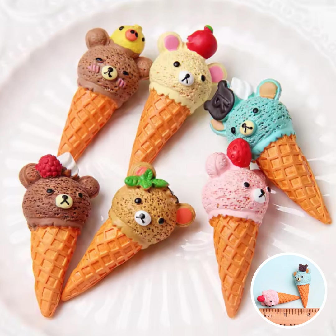 Kawaii Miniature Ice Cream Cone, Miniature Resin Ice Cream, Miniature ...