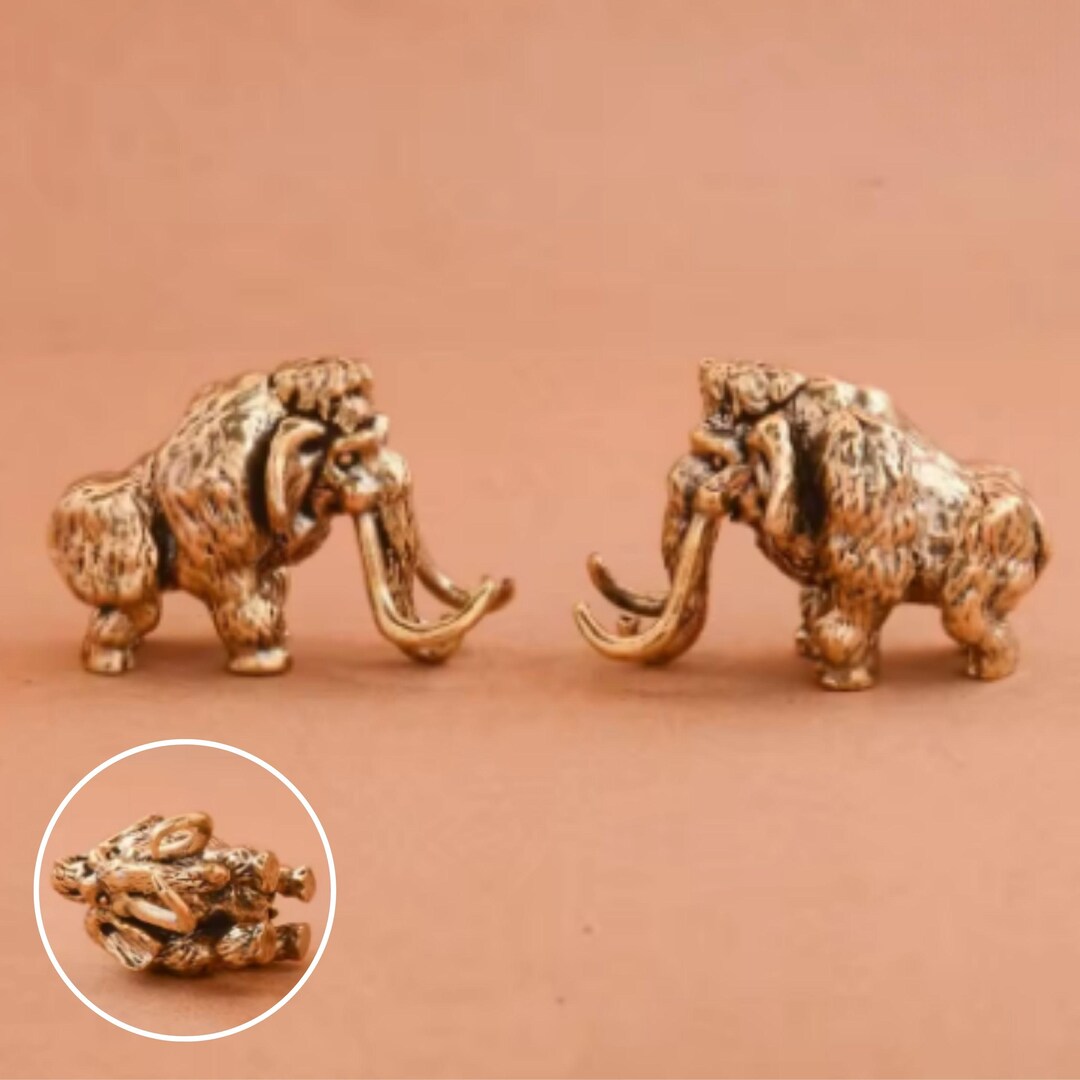 1pc Cute Brass Animal Mammoth Miniature, Mammoth Animal Statue Figurine ...