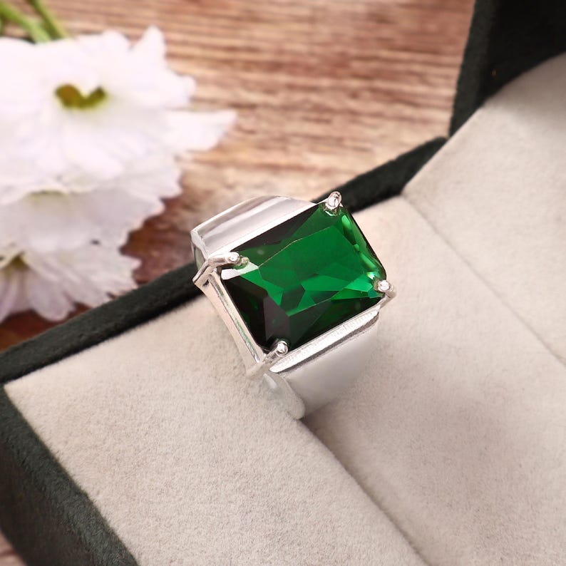 Green Tourmailne Ring, 925 Sterling Silver Handmade Prong Set Men's ...