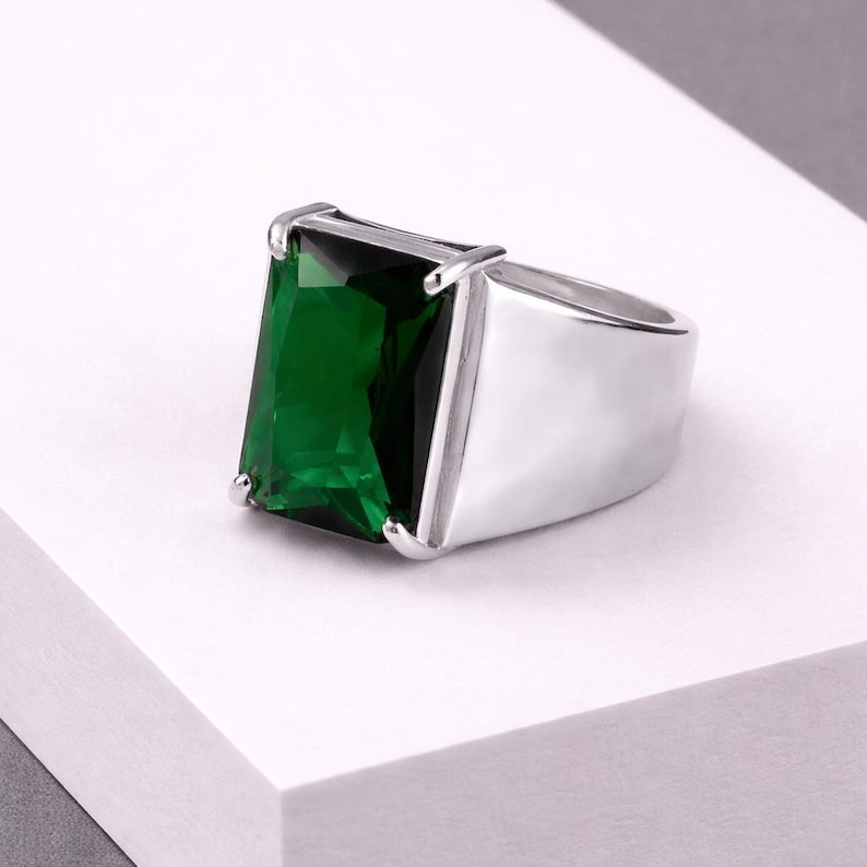 Green Tourmailne Ring, 925 Sterling Silver Handmade Prong Set Men's ...