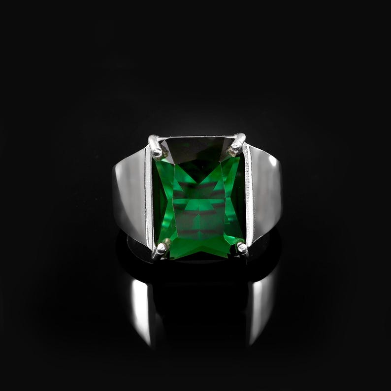 Green Tourmailne Ring, 925 Sterling Silver Handmade Prong Set Men's ...