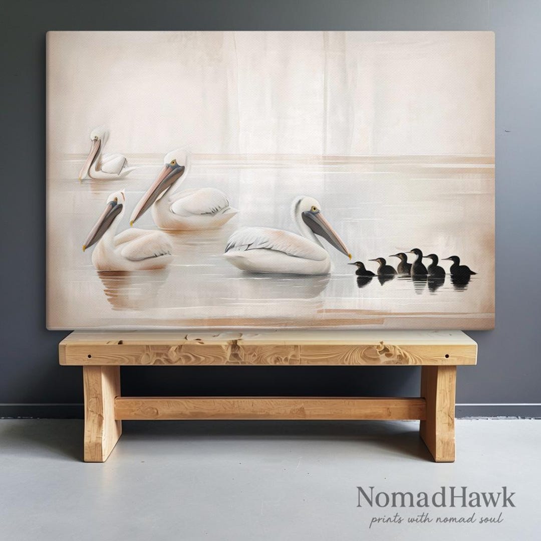 Japandi Pelican Canvas Art: Minimalist Waterfowl Print - Etsy