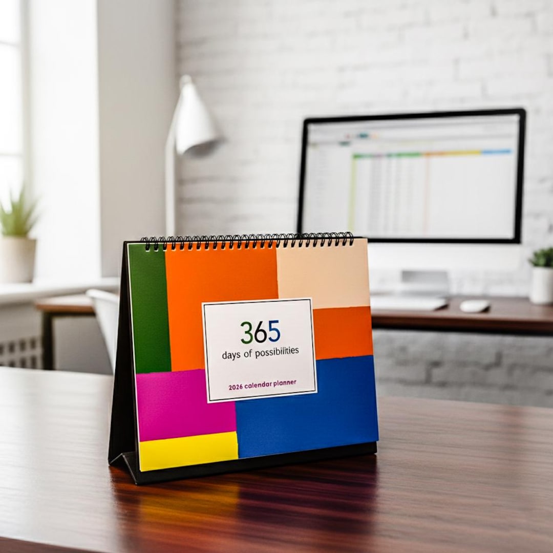 2026 Desk Calendar Planner | Colorful Minimalist Office Decor - Etsy