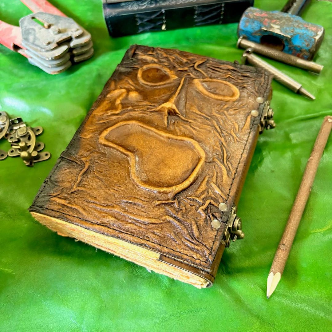 Large Handmade Spooky Leather Journal,necronomicon Book of the Dead ...