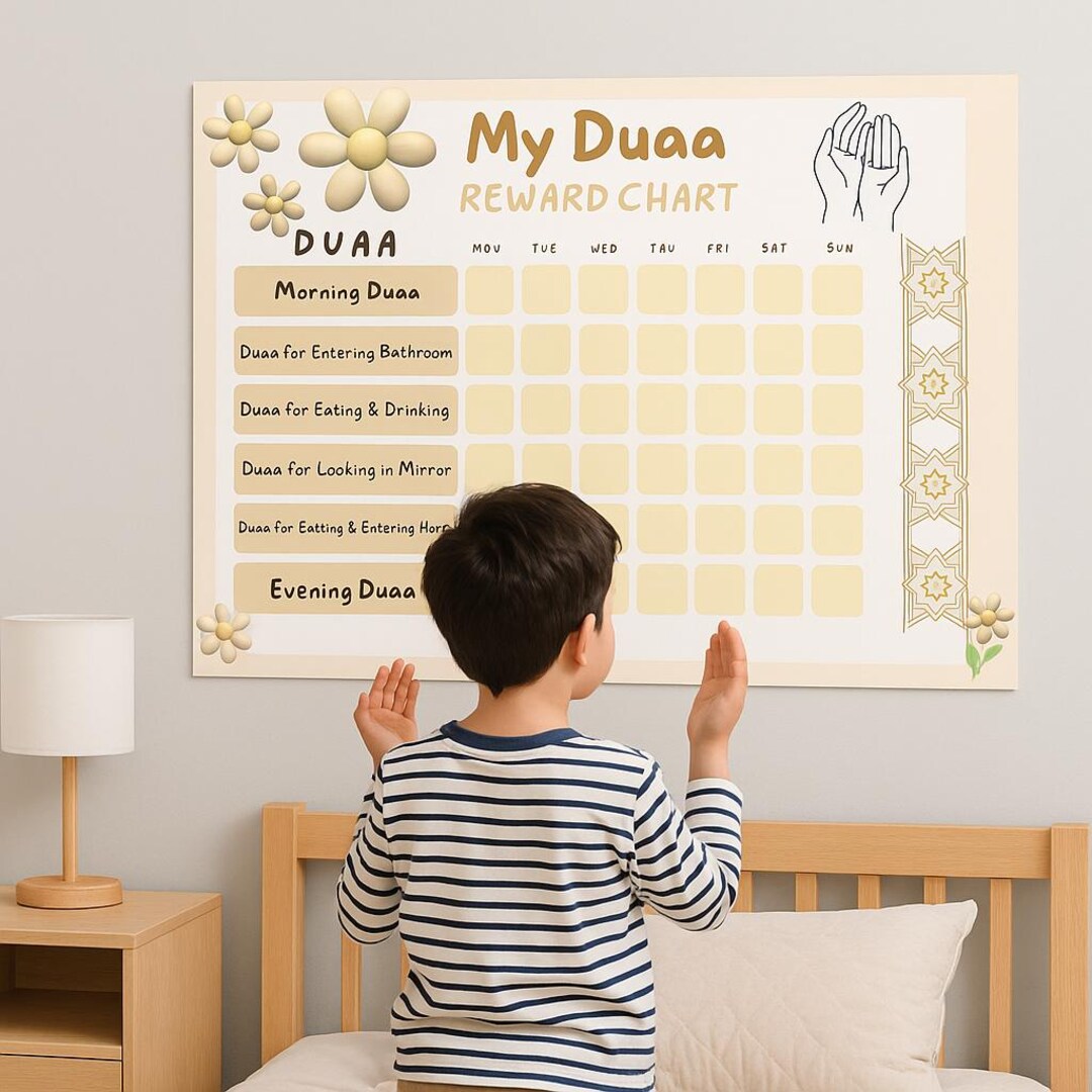 Islamic Kids Duaa Reward Chart Printable Muslim Dua Tracker for Boys ...
