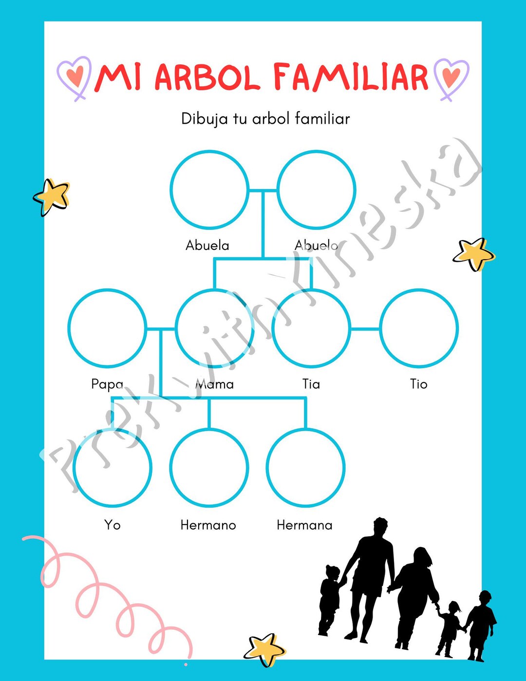 Mi Familia Family Tree Activity Pages: Printable Drawing Template - Etsy