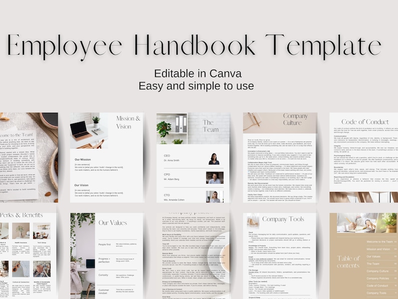 Editable Employee Handbook Template | Modern Onboarding Guide (canva ...