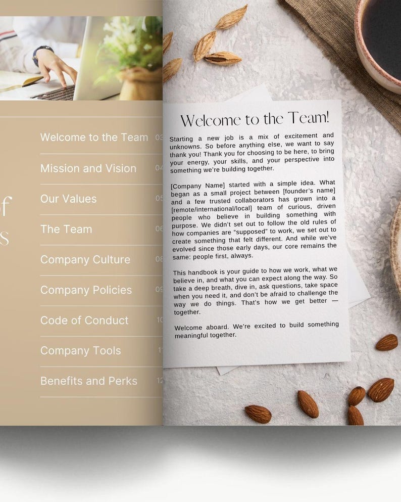 Editable Employee Handbook Template | Modern Onboarding Guide (canva ...