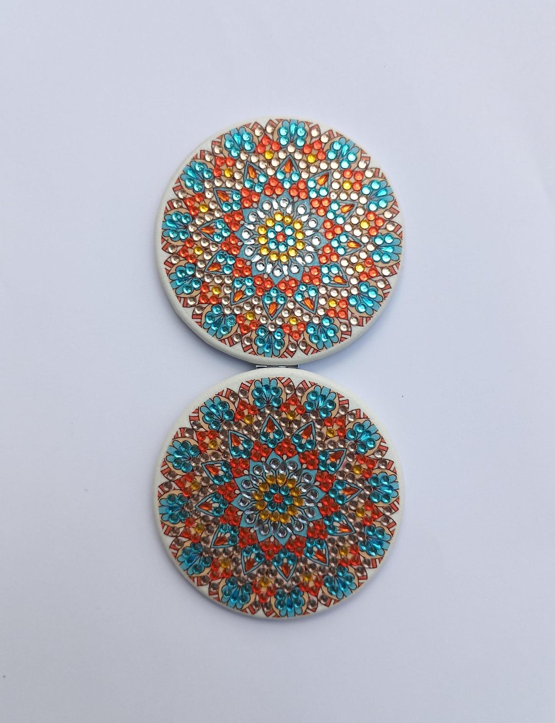 Mandala Rhinestone Round Compact Mirror - Etsy