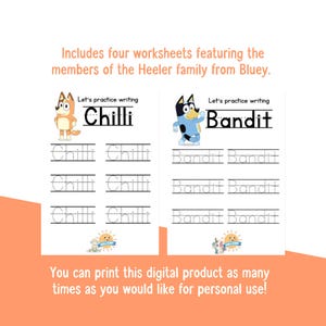 Bluey Toddler Writing Practice Worksheet Beginner Tracing Sheets Learn ...