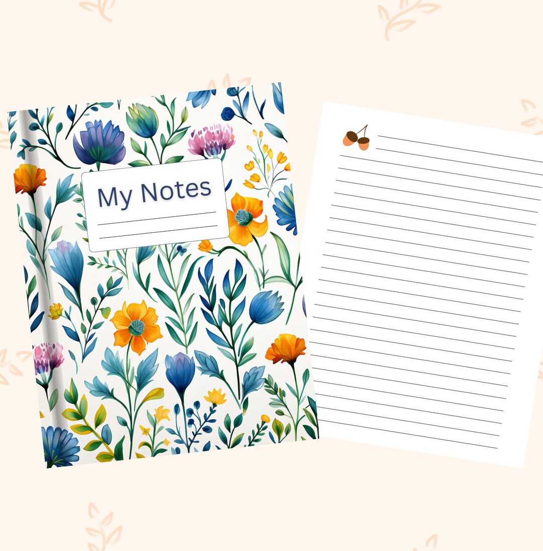 Blue Flowers Notebook - Etsy