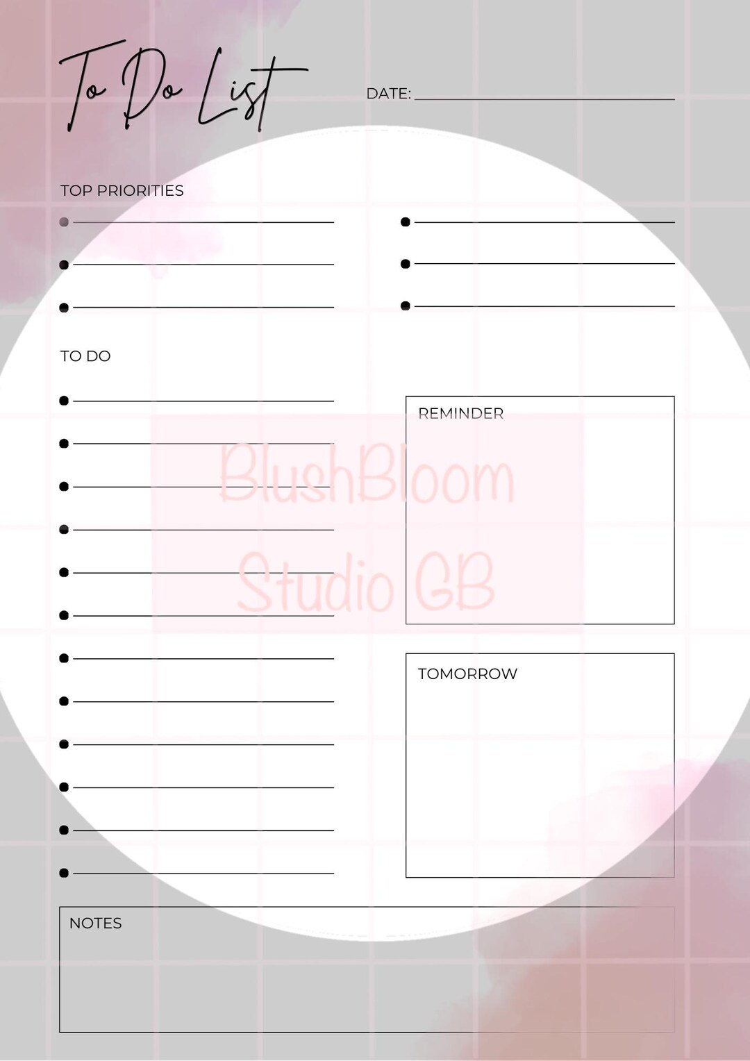 Watercolor To-do List and Notes Page Bundle | Pink + Green Aesthetic ...
