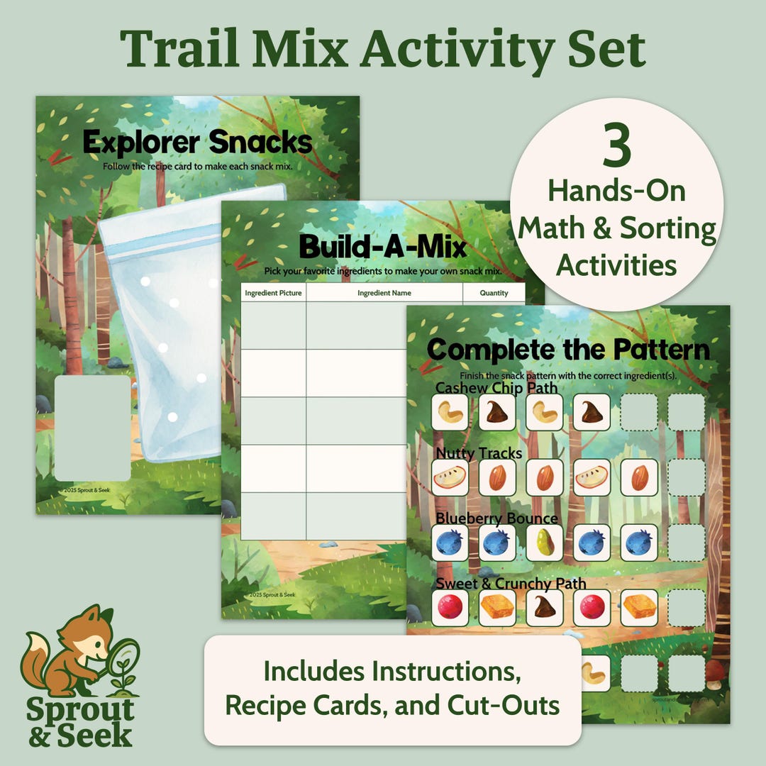 Trail Mix Activity Printable: Sorting, Math & Pattern Game (PDF ...