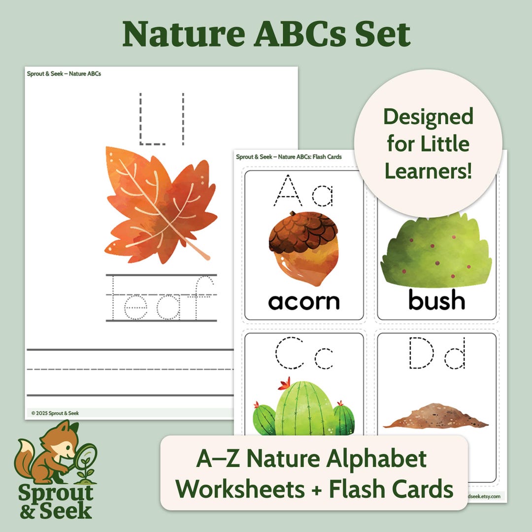 Nature Abcs Learning Set: Letter Tracing Flashcards (PDF Download) - Etsy