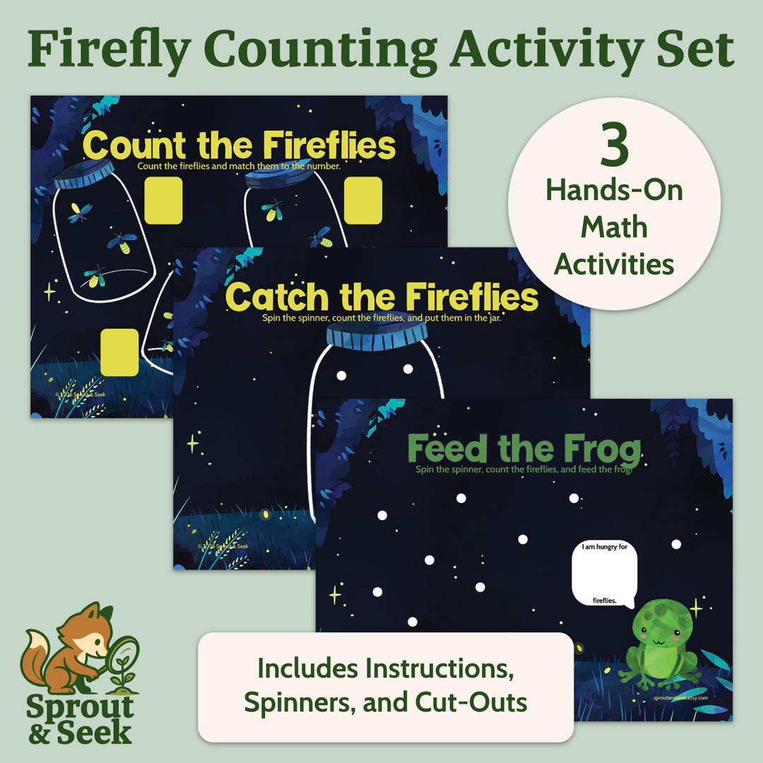 Firefly Counting Game: Preschool Math Activity, Feed the Frog (PDF ...