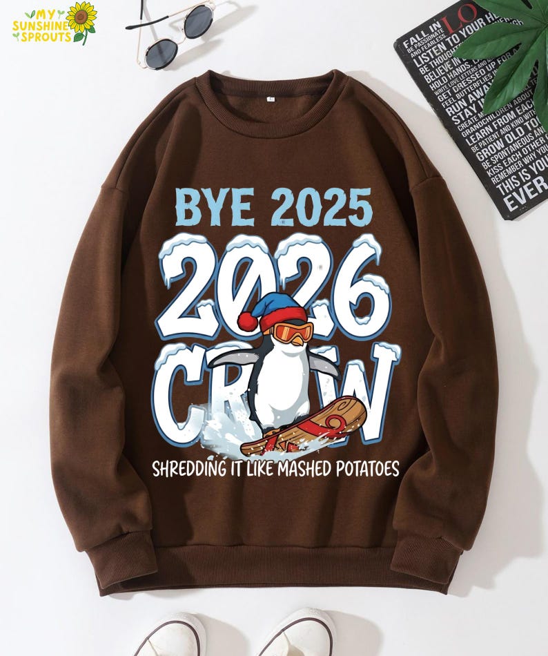 Funny 2026 Crew Santa Ski Penguin PNG SVG – Bye 2025 New Year Holiday ...