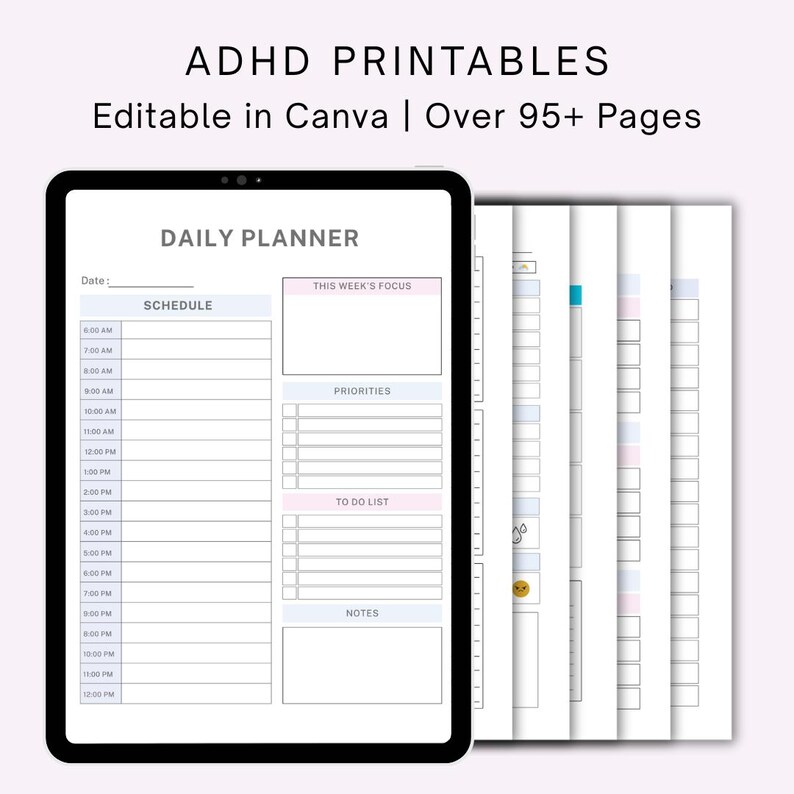 Adhd Planner Adult, Adhd Daily Planner, Adhd Life Planner, Adhd Digital ...