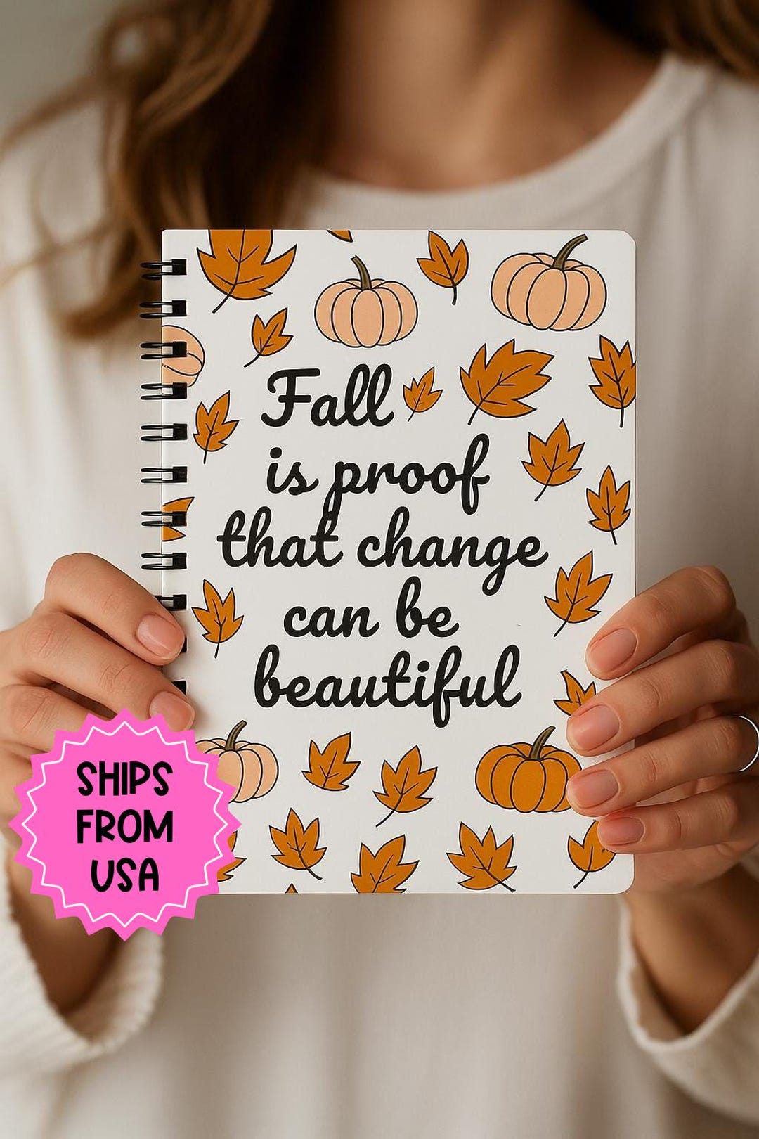 Pumpkin Spice Motivational Spiral Notebook - Cozy Autumn Design - Fall ...