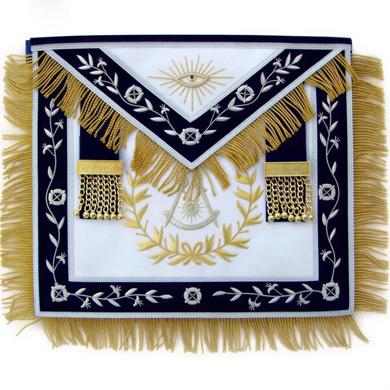 Masonic Blue Lodge Past Master Apron – Hand Embroidered Gold Bullion ...