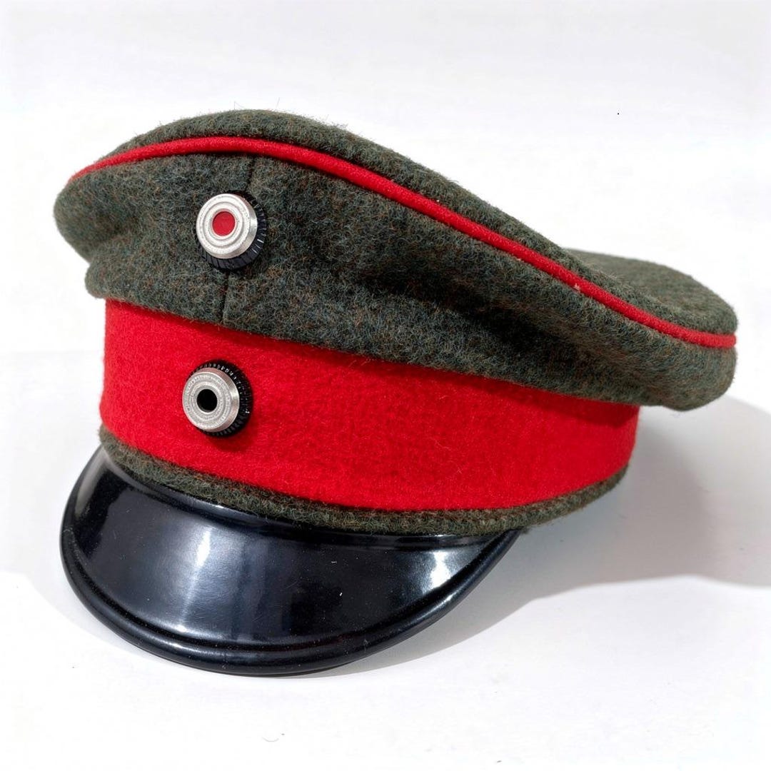 WWI German Crusher Cap, Field Grey Officer Hat. Military Steampunk ...