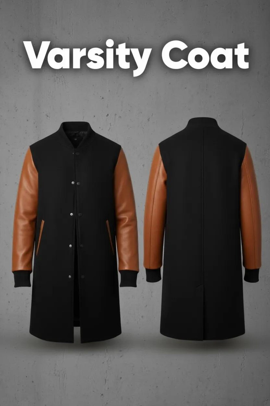 Custom Varsity Letterman Coat | Wool & Leather Long Bomber Jacket - Etsy