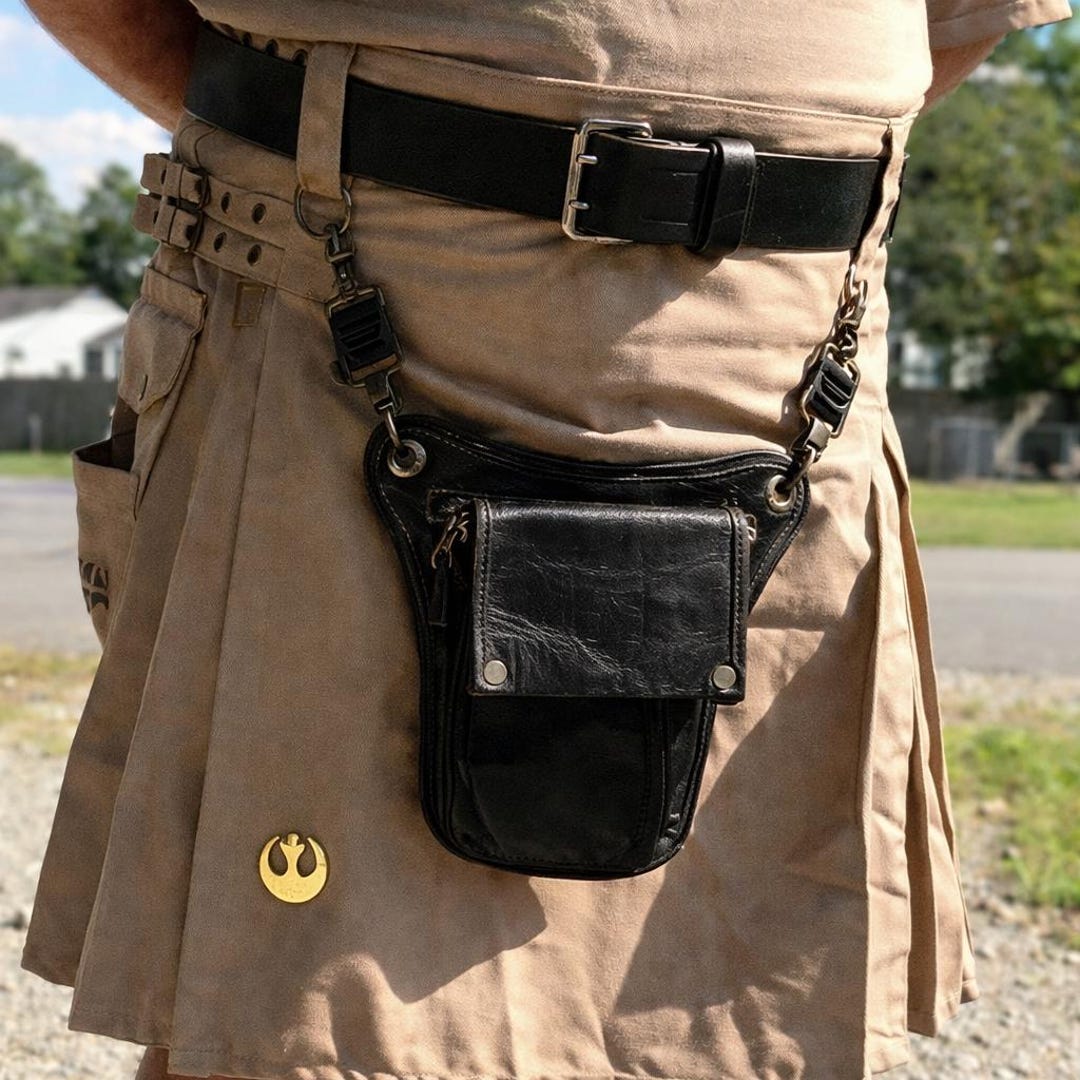 Black Leather Sporran | Scottish Kilt Bag | Sleek Black Waist Purse ...