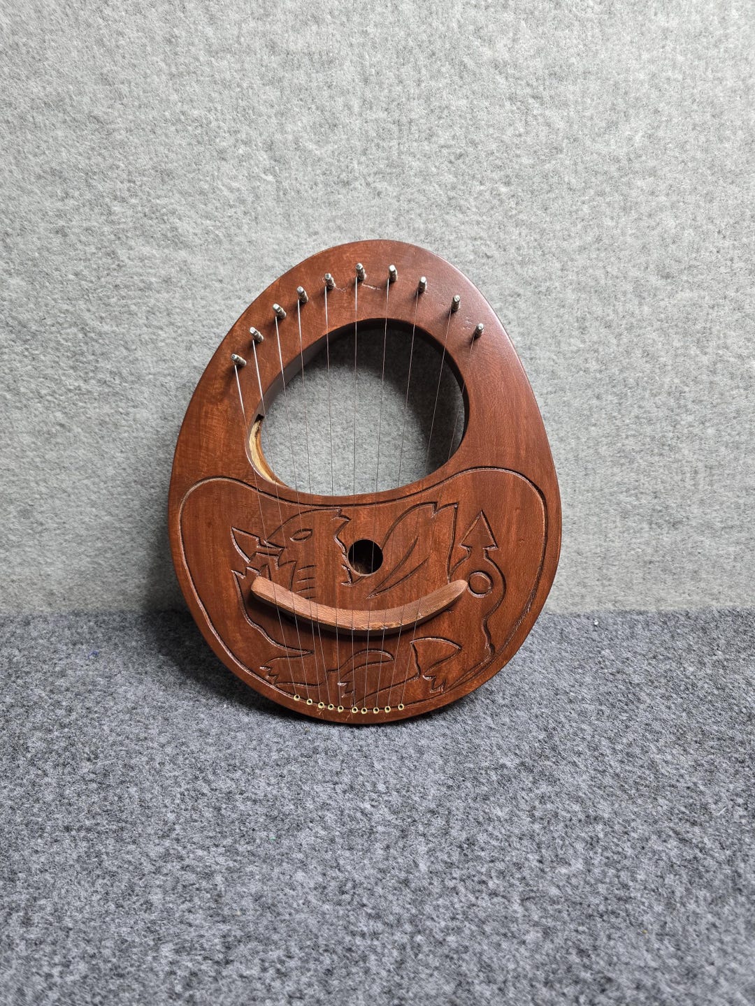 10 String Heart Lyre Harp - Solid Rosewood Portable Lyre - Handmade ...