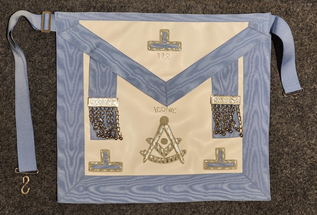 Masonic Past Master Apron, Handmade Lambskin, Blue Silk Border ...