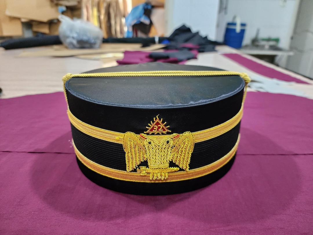 Freemason 32nd Degree Scottish Rite Cap - Wings Down Eagle - Hand ...