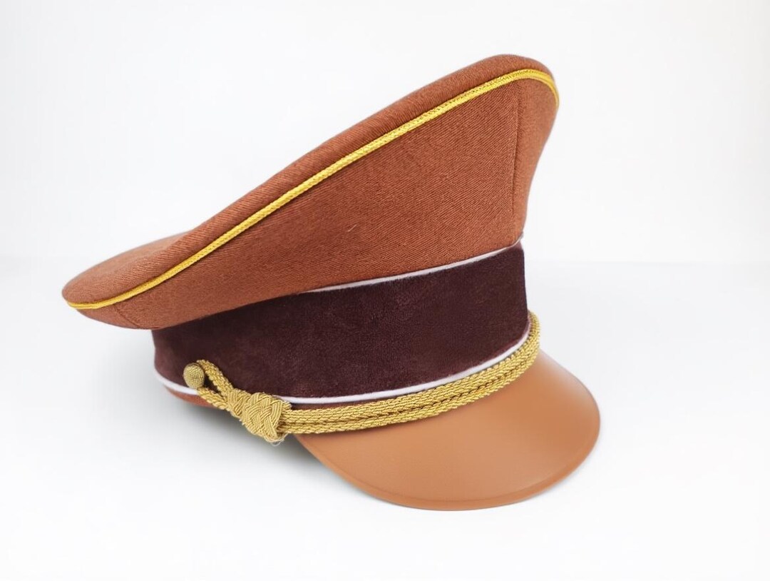Khaki Army Officer Cap - Military Peaked Cap - Genuine Wool Service Hat ...