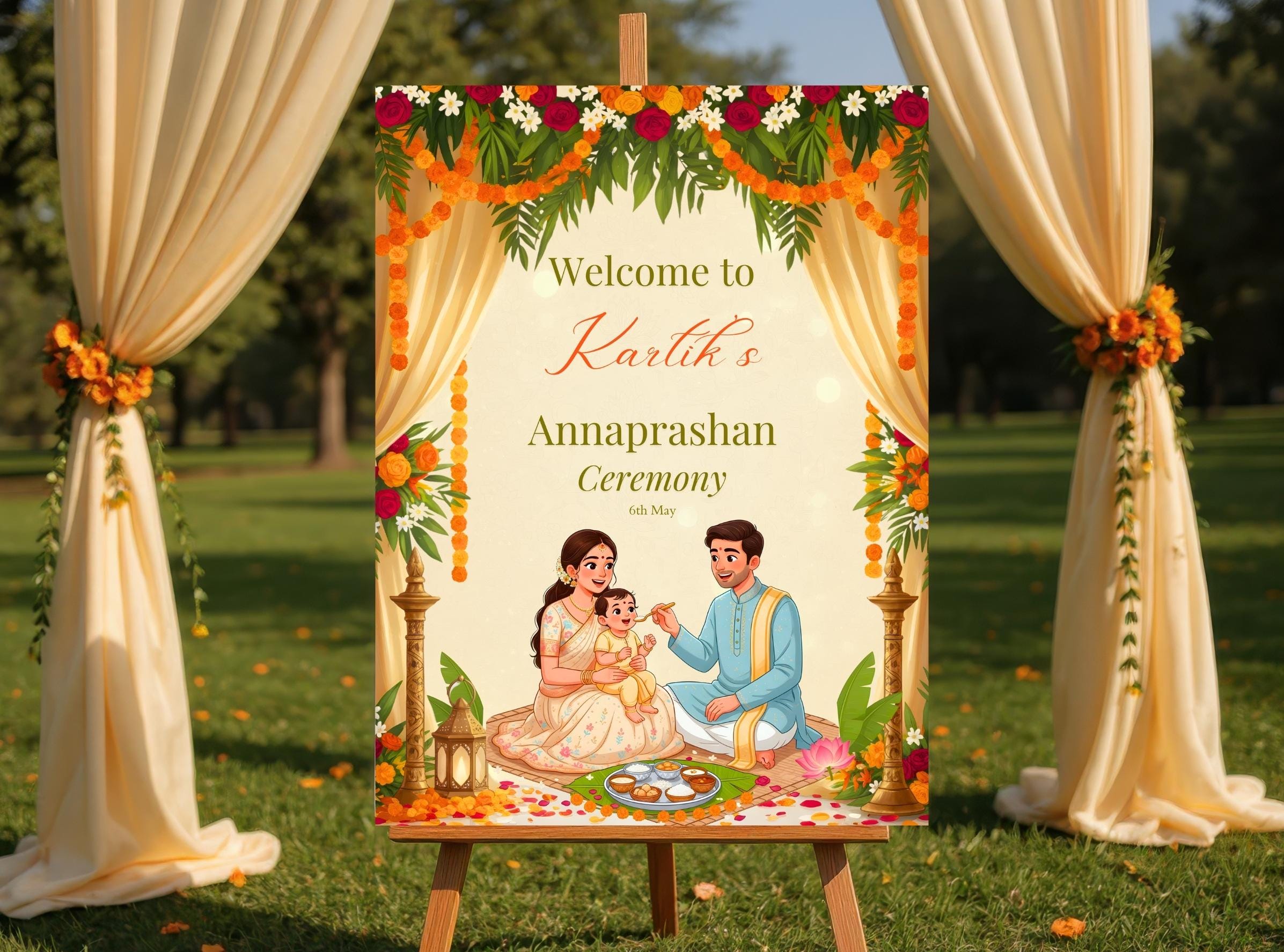 Editable Baby Annaprashan Welcome Sign, Baby First Rice Ceremony ...