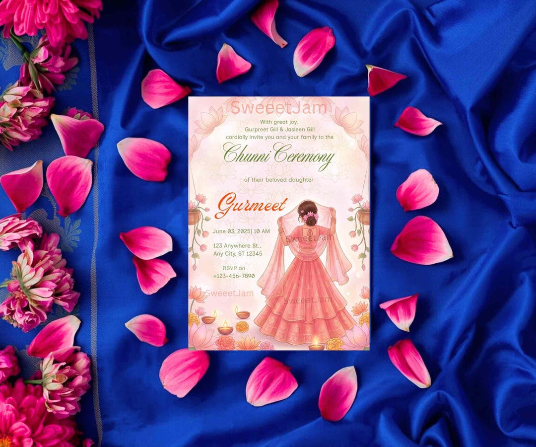 Editable Chunni Ceremony Invitation Card | Punjabi Pre Wedding Invite ...