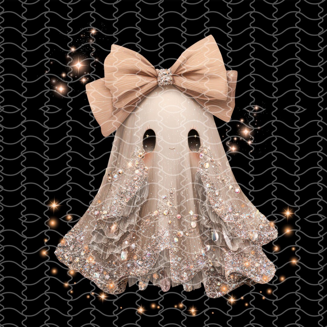 Glitter Bow Cute Halloween Ghost Png, Cute Sparkly Ghost T-shirt ...