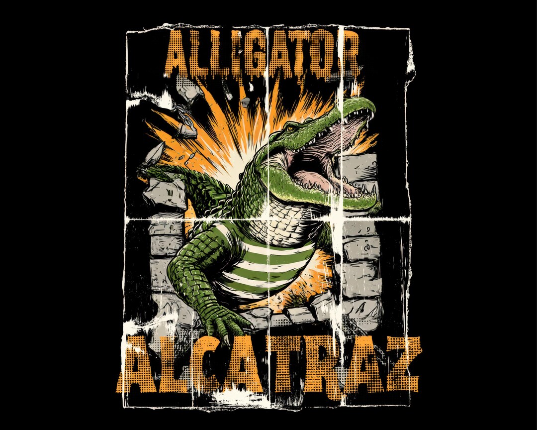 Alligator Alcatraz ICE Retro PNG, Break Gator PNG, Alcatraz Gator ...