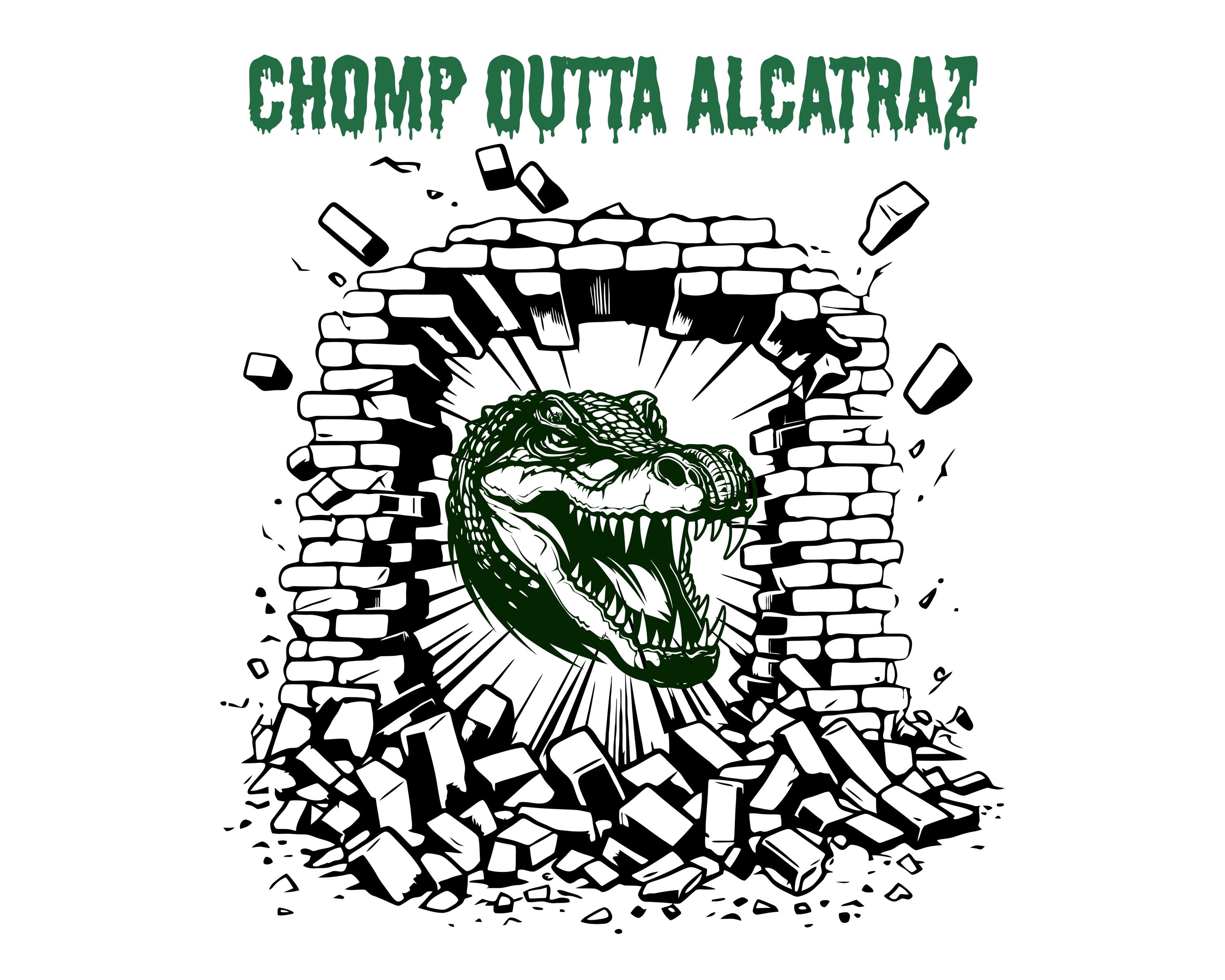 Alligator Alcatraz Breaking Wall PNG, Gator Prison Break PNG, Wild ...