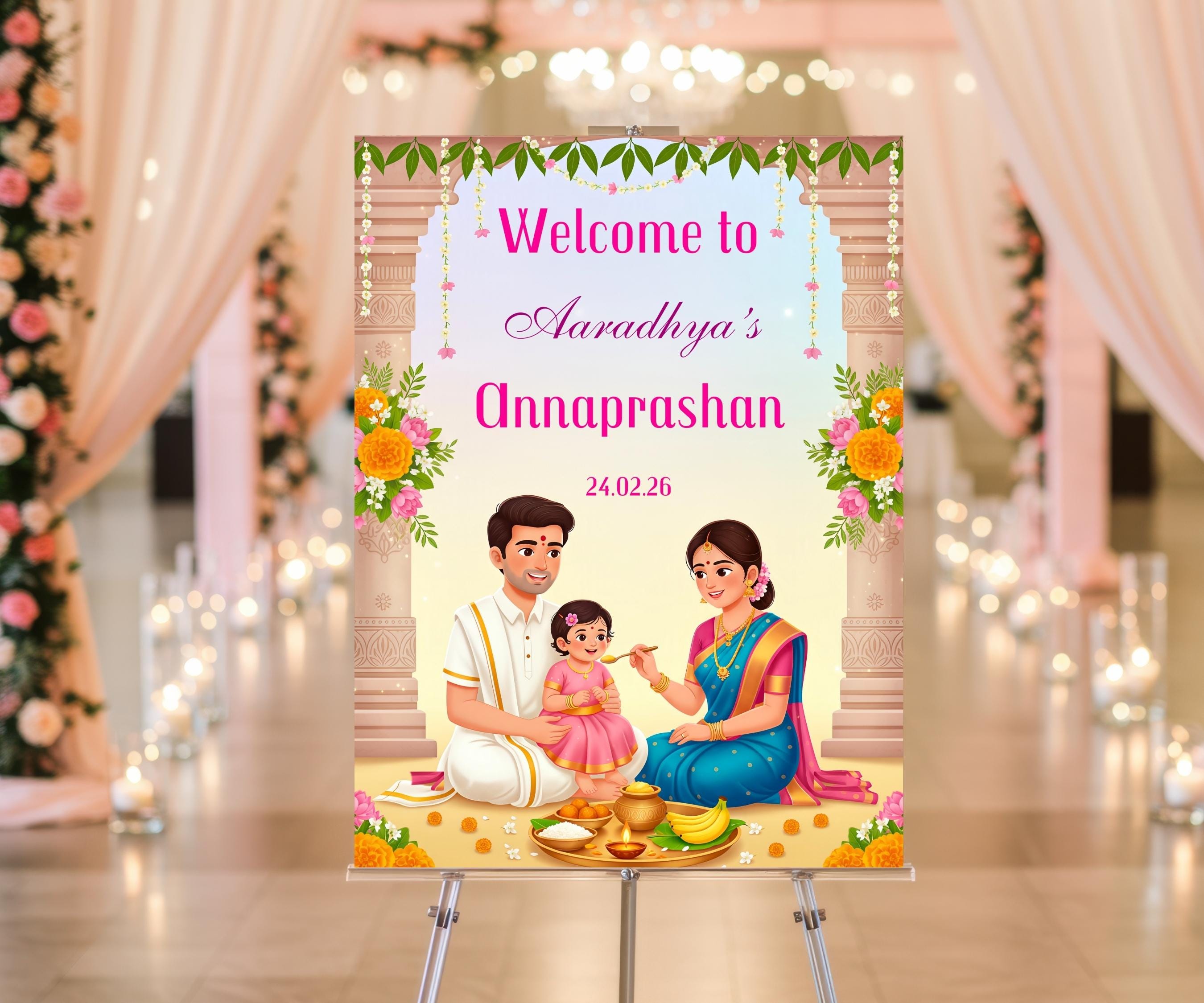 Editable Baby Annaprashan Welcome Sign, Baby First Rice Ceremony ...