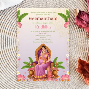 Indian Baby Shower Invitation Editable Seemantham & Godh Bharai Invite ...