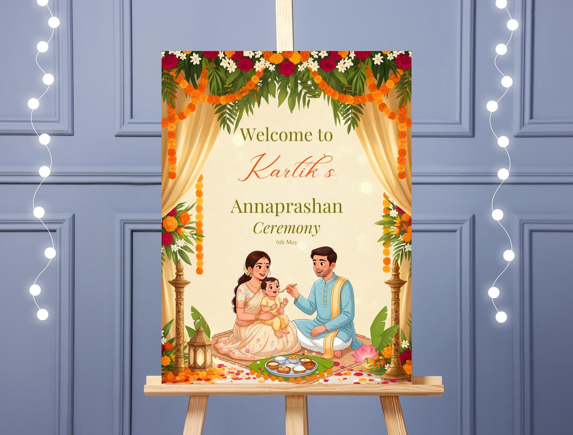 Editable Baby Annaprashan Welcome Sign, Baby First Rice Ceremony ...