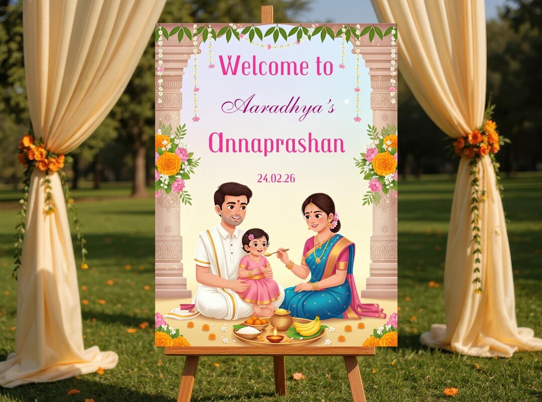 Editable Baby Annaprashan Welcome Sign, Baby First Rice Ceremony ...