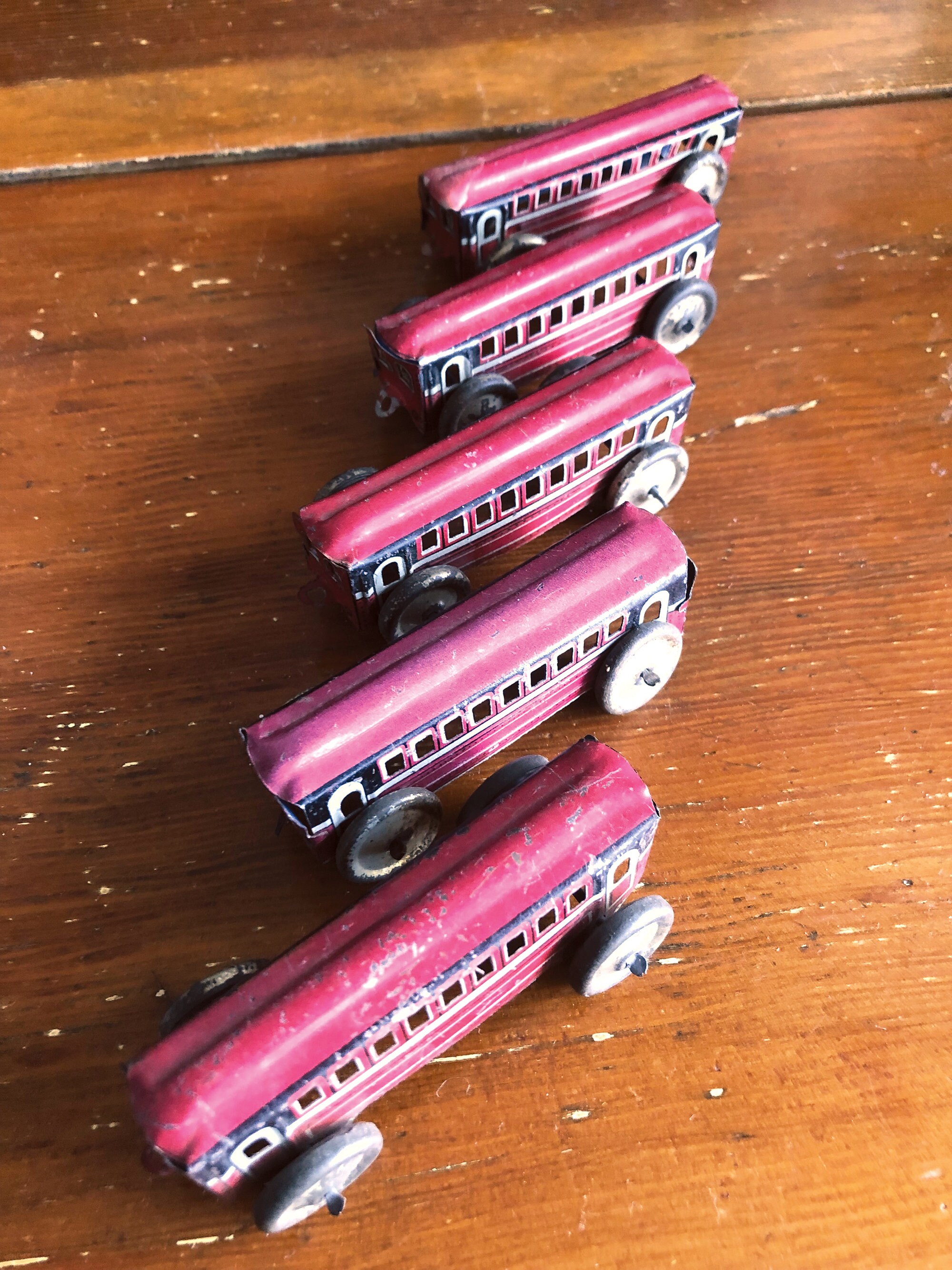 Marx Ohio Art Small Red Train Set - Tin (5) Car SET - Big Wheel ...