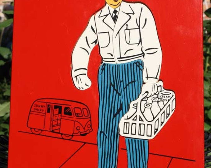 Milkman Milk Man Diary Old School Vintage Wood Wooden Puzzle by Judy ...