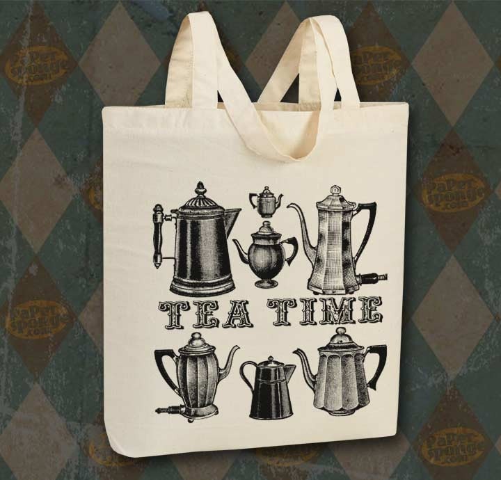 Scrapbooking Tea Time Teapot Collage Vintage Artwork Digital Image ...