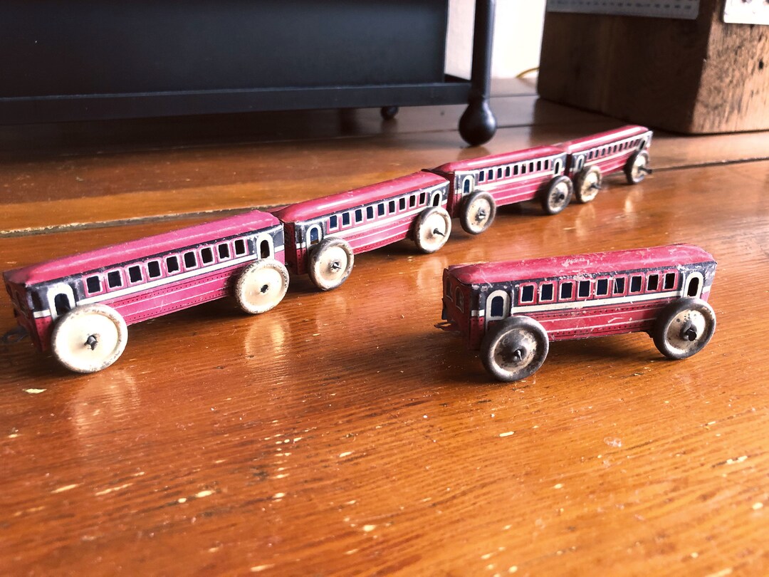 Marx Ohio Art Small Red Train Set - Tin (5) Car SET - Big Wheel ...