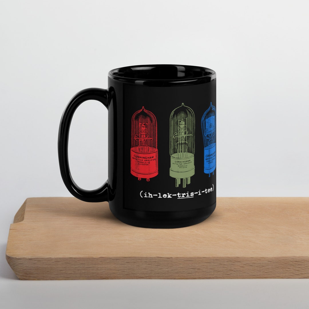 Electricity, Vacuum Tube, Black Glossy Mug, Circuits, Electrician ...