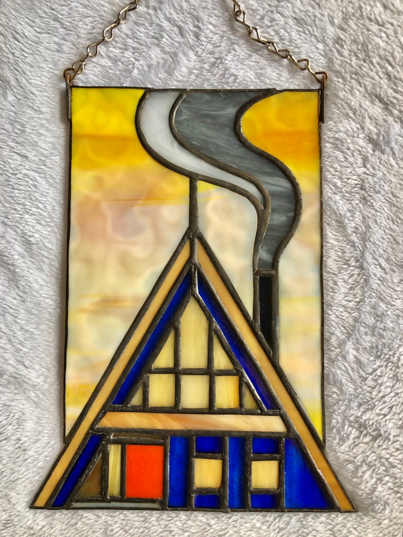 Stained Glass, Cabin, A Frame, A-frame, Window Hanging, Window Art ...