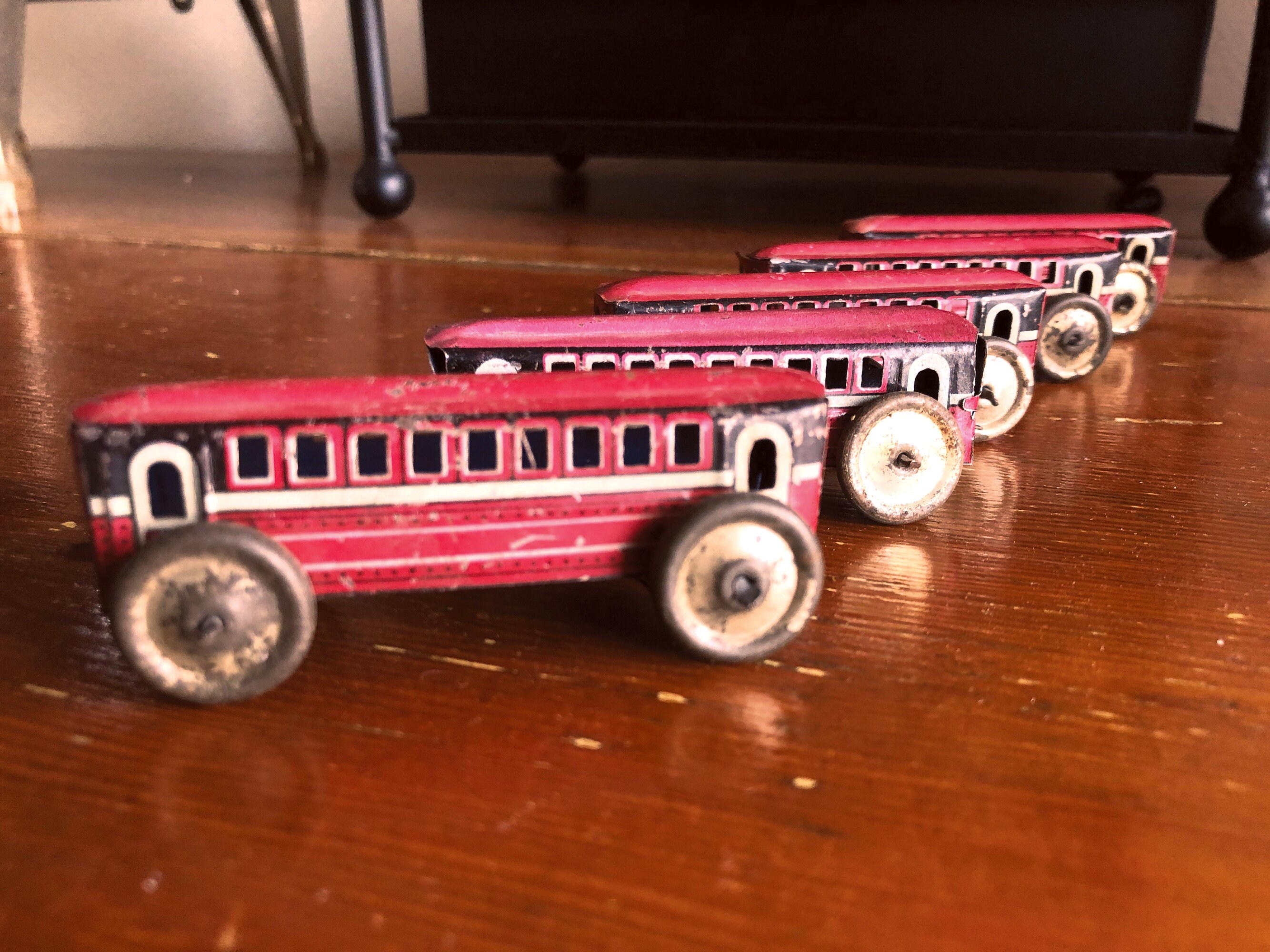 Marx Ohio Art Small Red Train Set - Tin (5) Car SET - Big Wheel ...