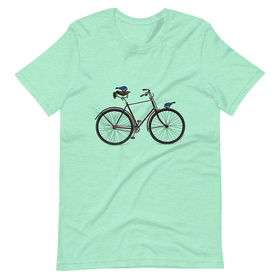 Birds Bluebird on Bicycle Bike Cycle Cyling Short-sleeve UNISEX T-shirt ...