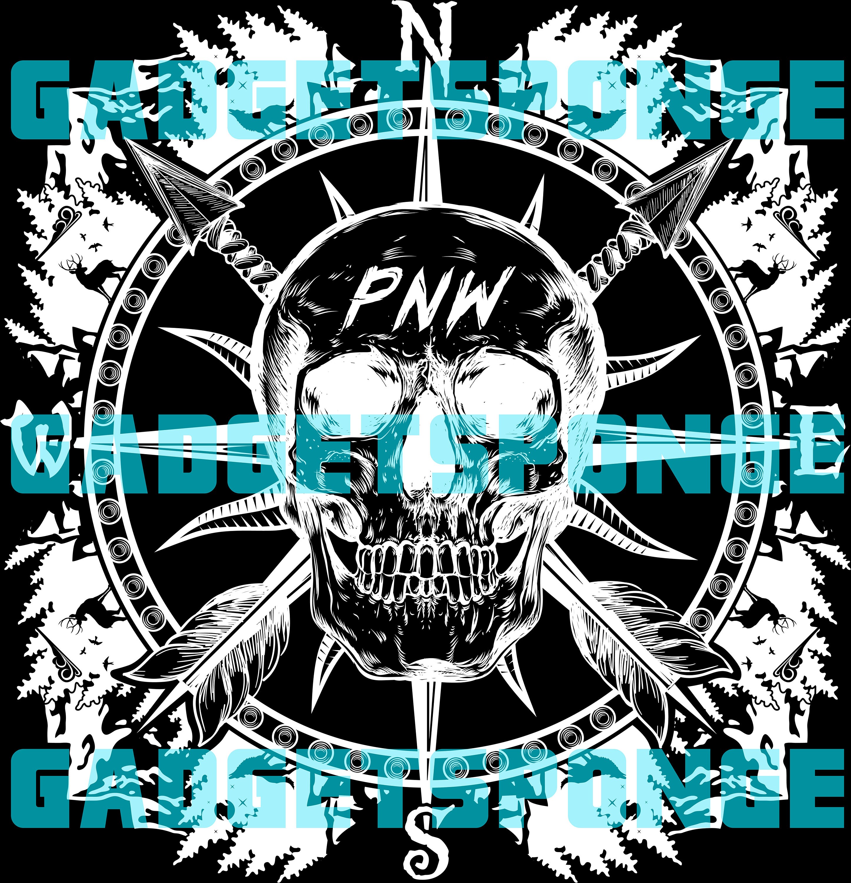PNW Pacific Northwest Skull Compass Short-sleeve Unisex T-shirt ...