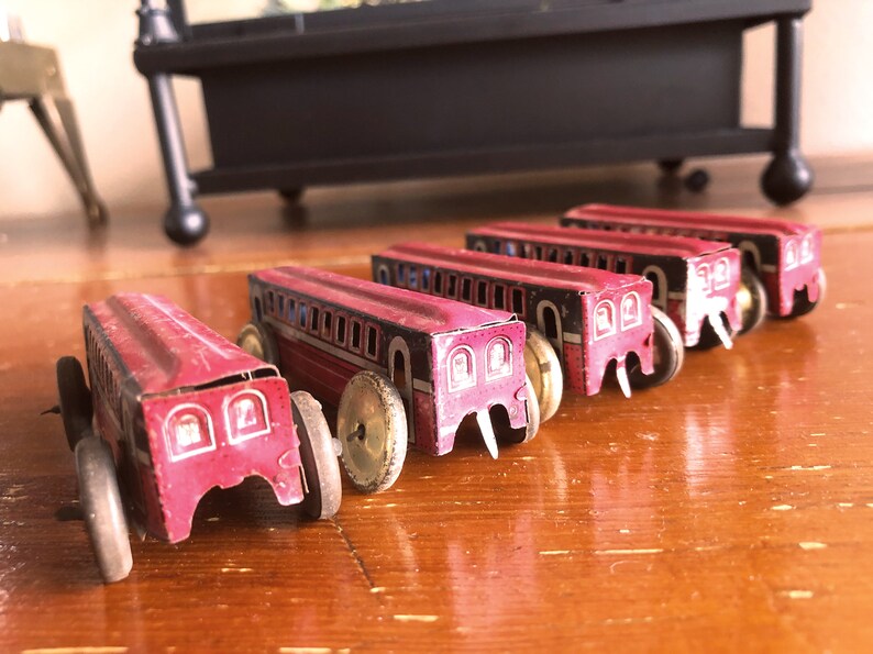 Marx Ohio Art Small Red Train Set - Tin (5) Car SET - Big Wheel ...