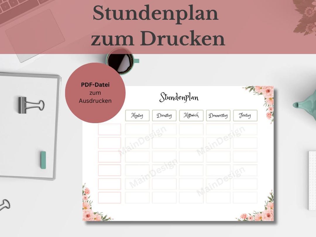 Printable Floral Timetable – Simple A4 Timetable | School Planner ...
